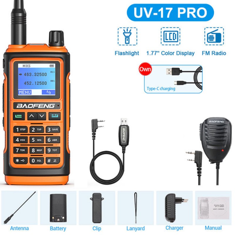 Baofeng UV-17: Portable radio device with 128 channels.