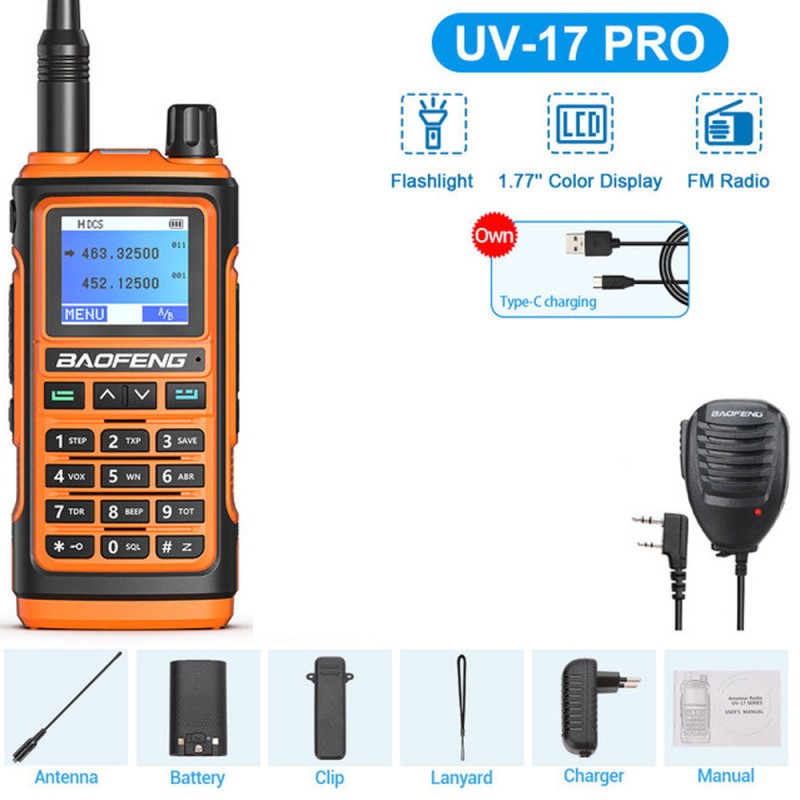 Baofeng UV-17: Portable radio device with 128 channels.